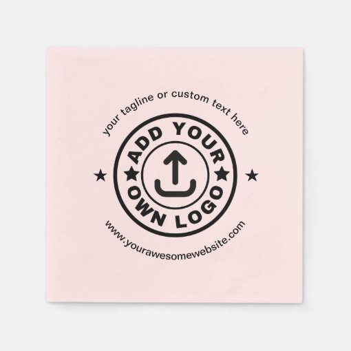 Blush Pink Personalized Custom Logo Bulk Napkins | Zazzle
