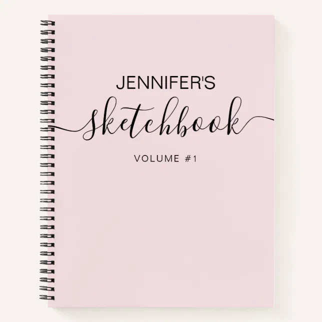 Blush Pink Personalized Sketchbook Your Name Notebook | Zazzle