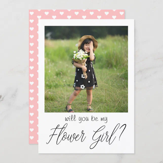 Blush Pink Photo Flower Girl Proposal Invitation | Zazzle