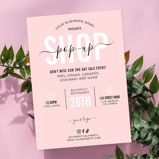 Blush Pink Pop-Up Shop Marketing Flyer Market Day Invitation | Zazzle