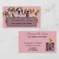 Blush Pink Puppy Dog Walker Sitter QR Code Modern Business Card | Zazzle
