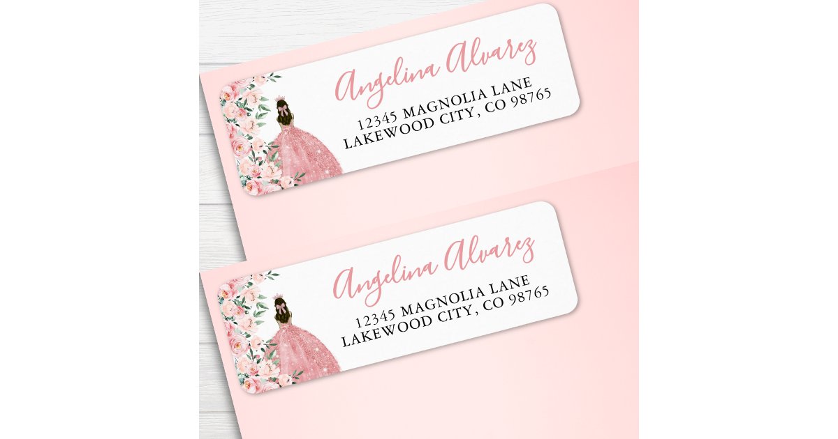 Blush Pink Quinceanera Return Address Label | Zazzle