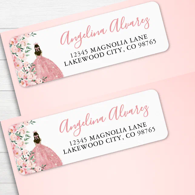 Blush Pink Quinceanera Return Address Label | Zazzle