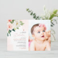 Blush Pink Rose Floral Photo Girl Dedication Invitation | Zazzle