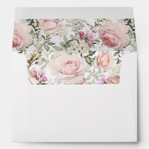 Blush Pink Rose Floral Quinceanera Envelope | Zazzle