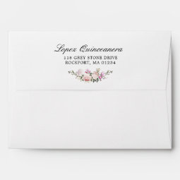 Blush Pink Rose Floral Quinceanera Envelope | Zazzle