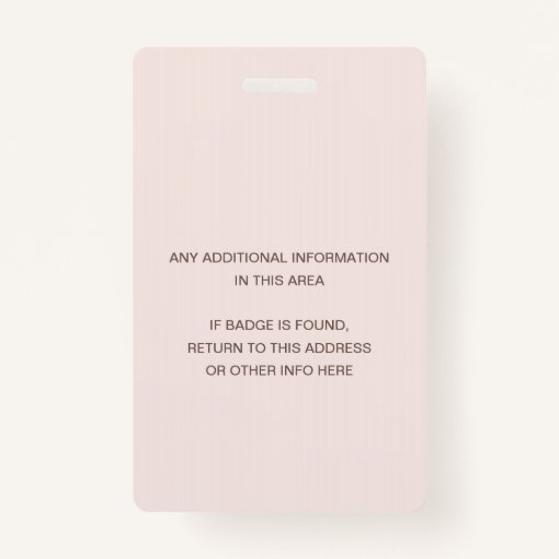 BLUSH PINK ROSE FLORAL STUDENT TEACHER HALL PASS BADGE | Zazzle