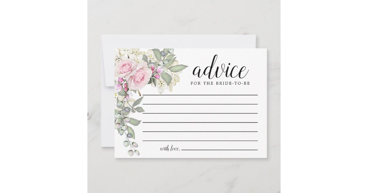 Blush Pink Rose Floral Words of Advice Card | Zazzle