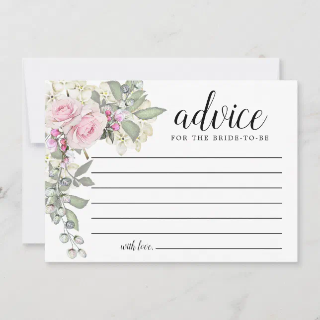 Blush Pink Rose Floral Words of Advice Card | Zazzle