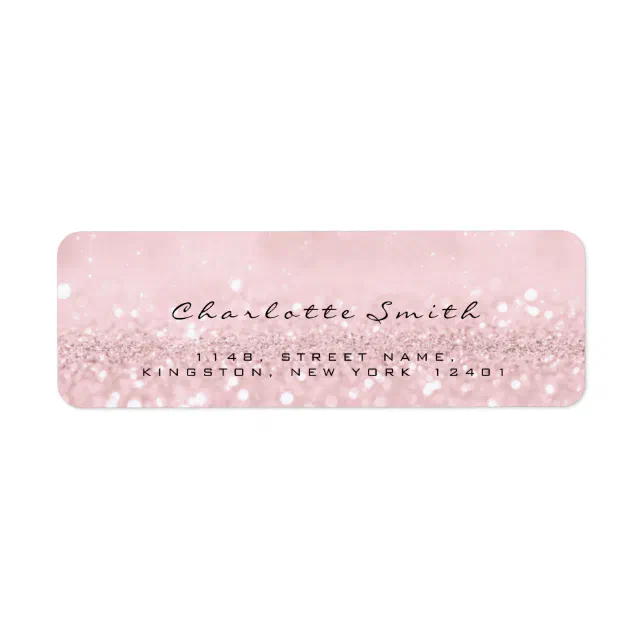 Blush Pink Rose Glitter RSVP Return Address Labels | Zazzle