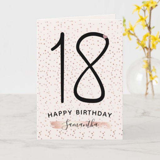 Blush Pink & Rose Gold 18th Birthday Card | Zazzle