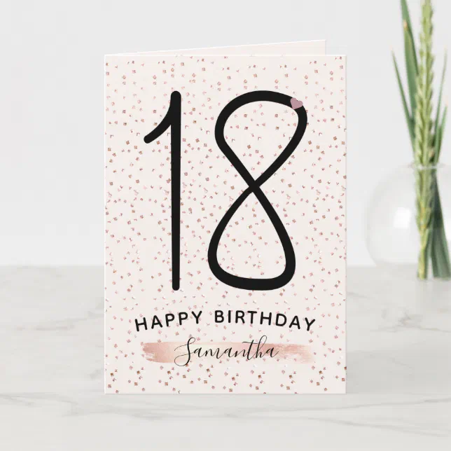 Blush Pink & Rose Gold 18th Birthday Card | Zazzle