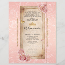 Blush Pink Rose Gold DIY Quince Scroll Invitations | Zazzle