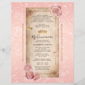 Blush Pink Rose Gold DIY Quince Scroll Invitations | Zazzle