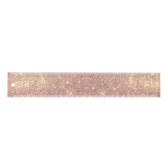 Blush Pink Rose Gold Faux Sparkle Ruler | Zazzle