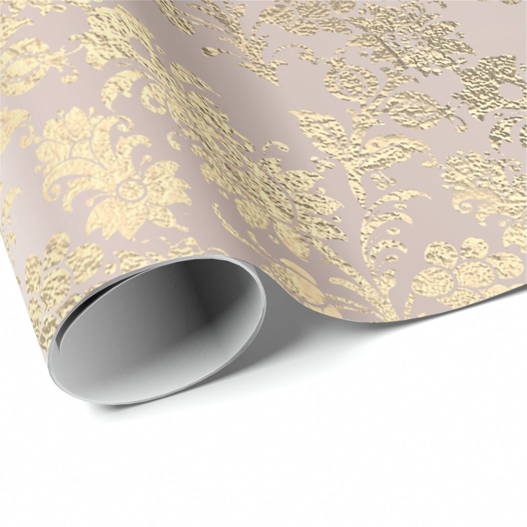 Blush Pink Rose Gold Floral Foxier VIP Stars Wrapping Paper | Zazzle
