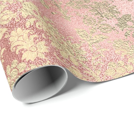 Blush Pink Rose Gold Floral Powder Glass Luxury Wrapping Paper | Zazzle.com