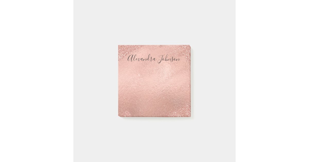 Blush Pink - Rose Gold Foil Brush Stroke Post-it Notes | Zazzle