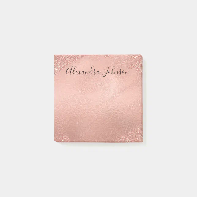 Blush Pink - Rose Gold Foil Brush Stroke Post-it Notes | Zazzle