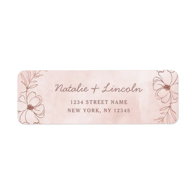 Blush Pink & Rose Gold Foil Wedding Return Address Label | Zazzle
