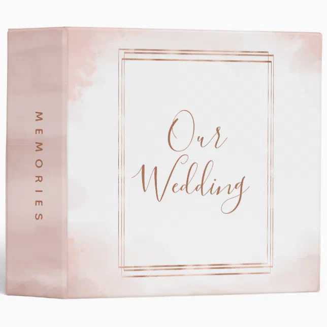 Blush Pink & Rose Gold Frame Wedding Photo Album 3 Ring Binder | Zazzle
