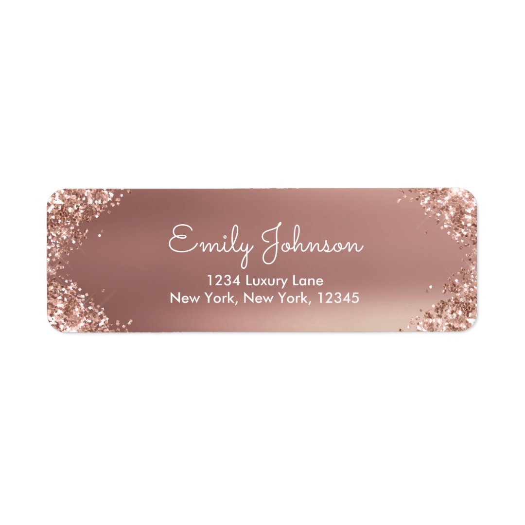 Blush Pink Rose Gold Glitter and Sparkle Label | Zazzle