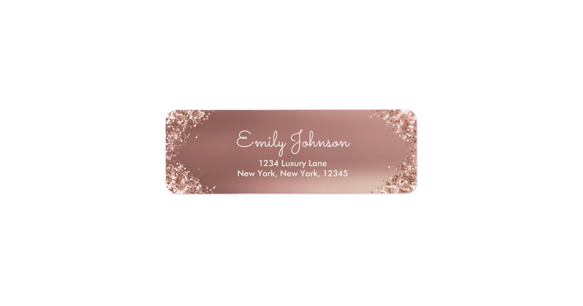 Blush Pink Rose Gold Glitter and Sparkle Label | Zazzle