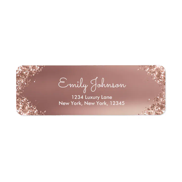 Blush Pink Rose Gold Glitter and Sparkle Label | Zazzle
