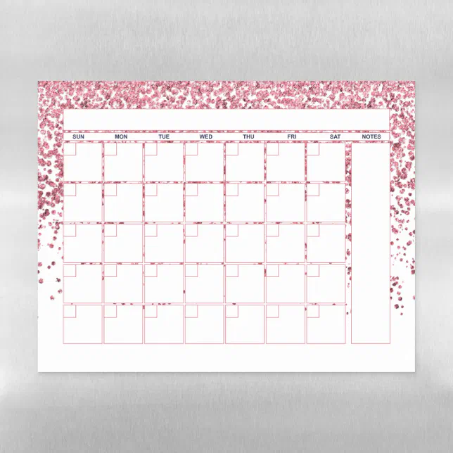 Blush Pink Rose Gold Glitter Monthly Calendar Magnetic Dry Erase Sheet ...