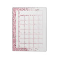 Blush Pink Rose Gold Glitter Monthly Calendar Notepad | Zazzle