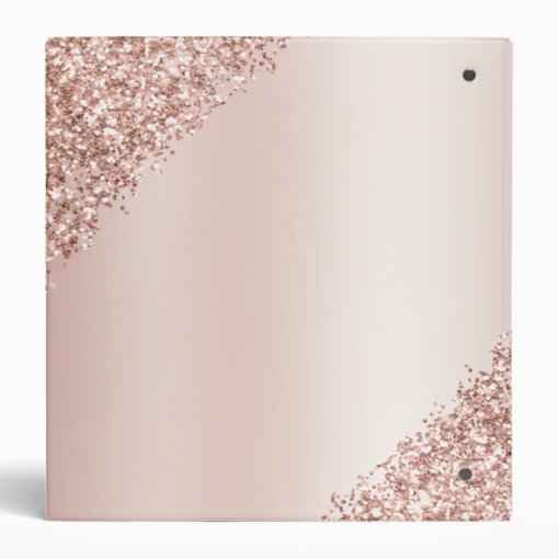 Blush Pink Rose Gold Glitter Sparkle Monogrammed 3 Ring Binder | Zazzle