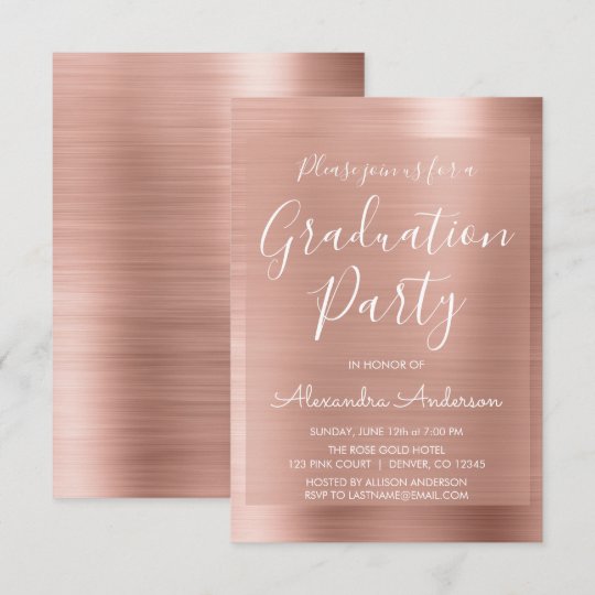 Blush Pink - Rose Gold Modern Graduation Party Invitation | Zazzle.com