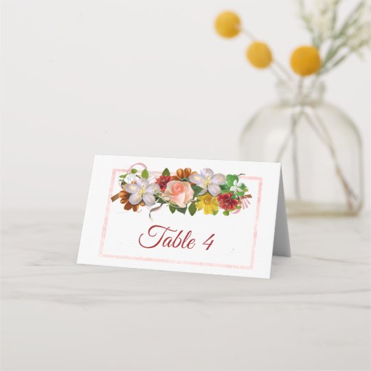 Blush Pink Rose Gold Rose Bouquet Table Card | Zazzle.com