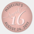 Blush Pink Rose Gold Sweet 16 Birthday Party Favor Classic Round ...