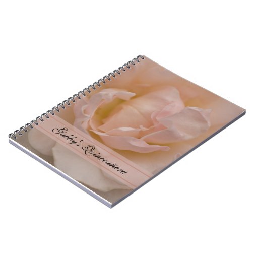 Blush Pink Rose Quinceañera Guest Book | Zazzle