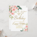 Blush Pink Roses 95th Birthday Party Invitation | Zazzle