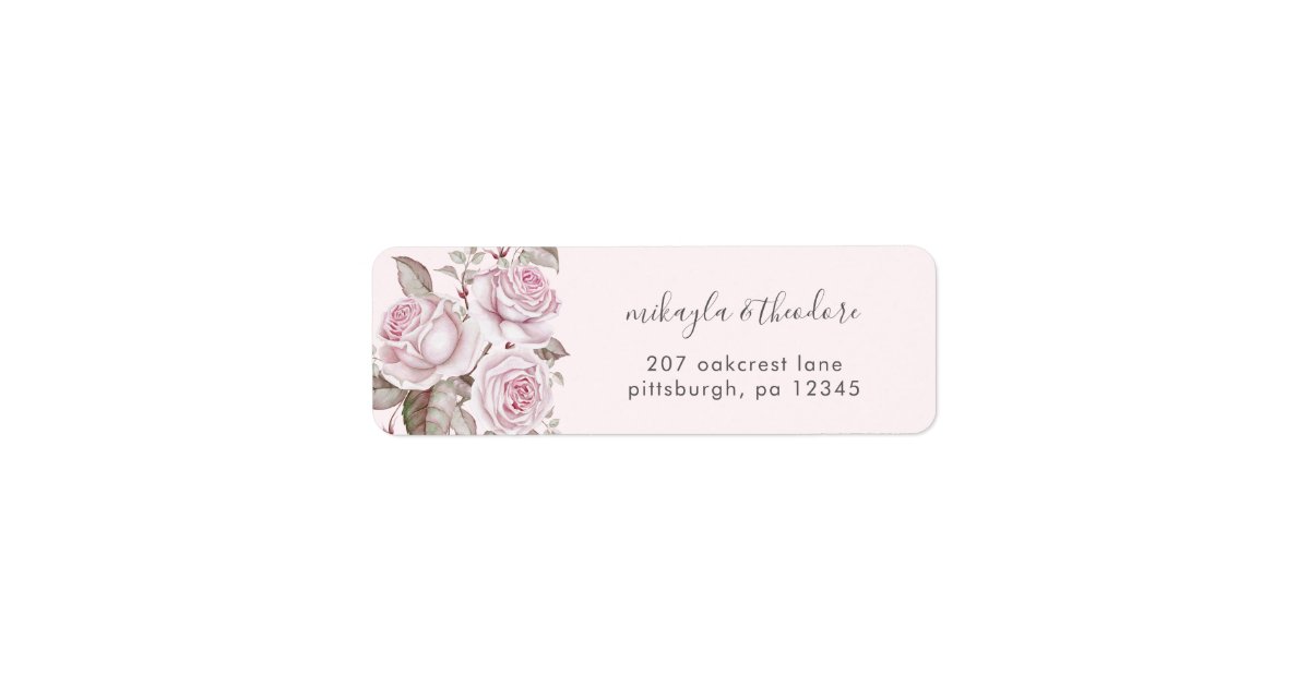Blush Pink Roses Wedding Return Address Label | Zazzle