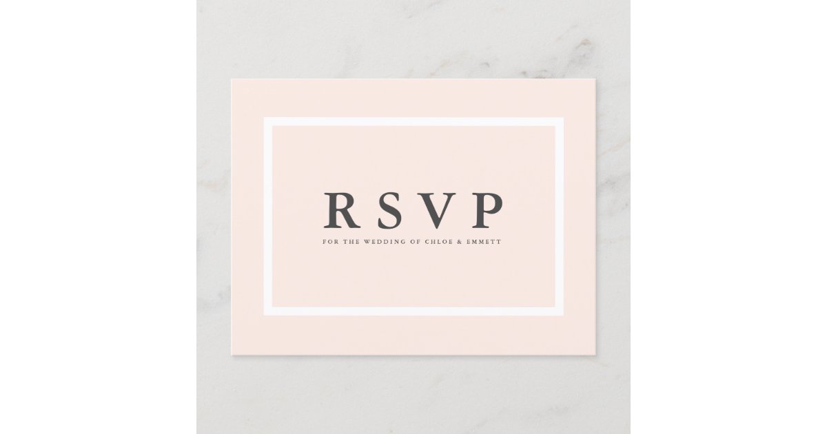 Blush Pink RSVP Postcard with Meal Options | Zazzle