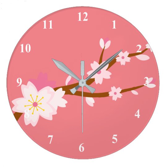 Blush pink Sakura CHerry Blossom Japanese Large Clock | Zazzle.com