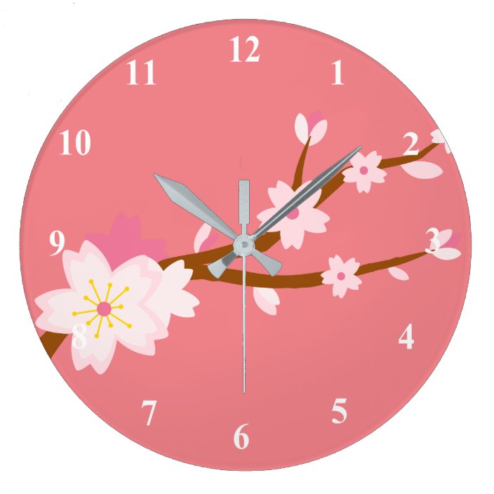 Blush pink Sakura CHerry Blossom Japanese Large Clock | Zazzle.com