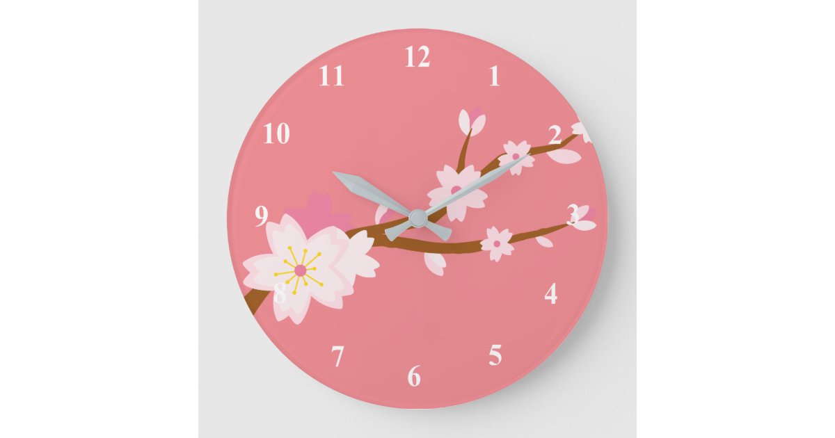 Blush pink Sakura CHerry Blossom Japanese Large Clock | Zazzle