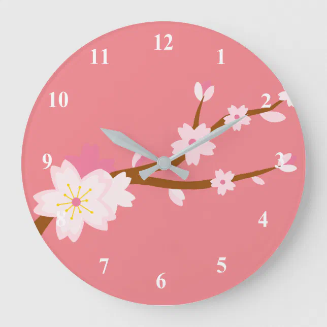 Blush pink Sakura CHerry Blossom Japanese Large Clock | Zazzle