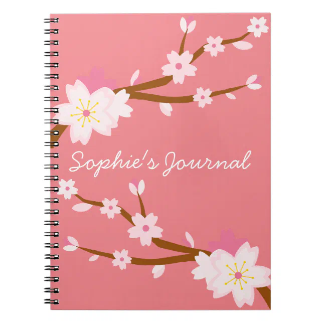 Blush pink Sakura CHerry Blossom Japanese Notebook | Zazzle