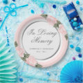 Blush Pink Silver Floral Memorial Funeral Paper Plates | Zazzle