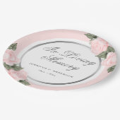 Blush Pink Silver Floral Memorial Funeral Paper Plates | Zazzle