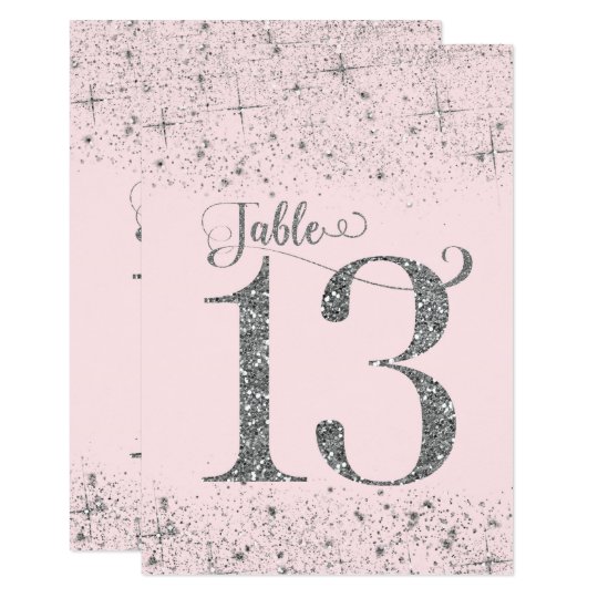 Blush Pink Silver Glitter Table Numbers Number 13 | Zazzle.com