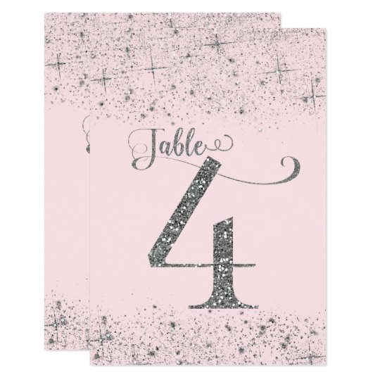 Blush Pink Silver Glitter Table Numbers Number 4 | Zazzle.com