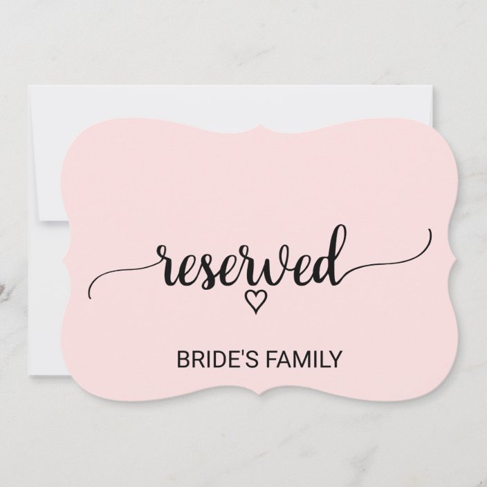 Blush Pink Simple Calligraphy Reserved Sign | Zazzle.com