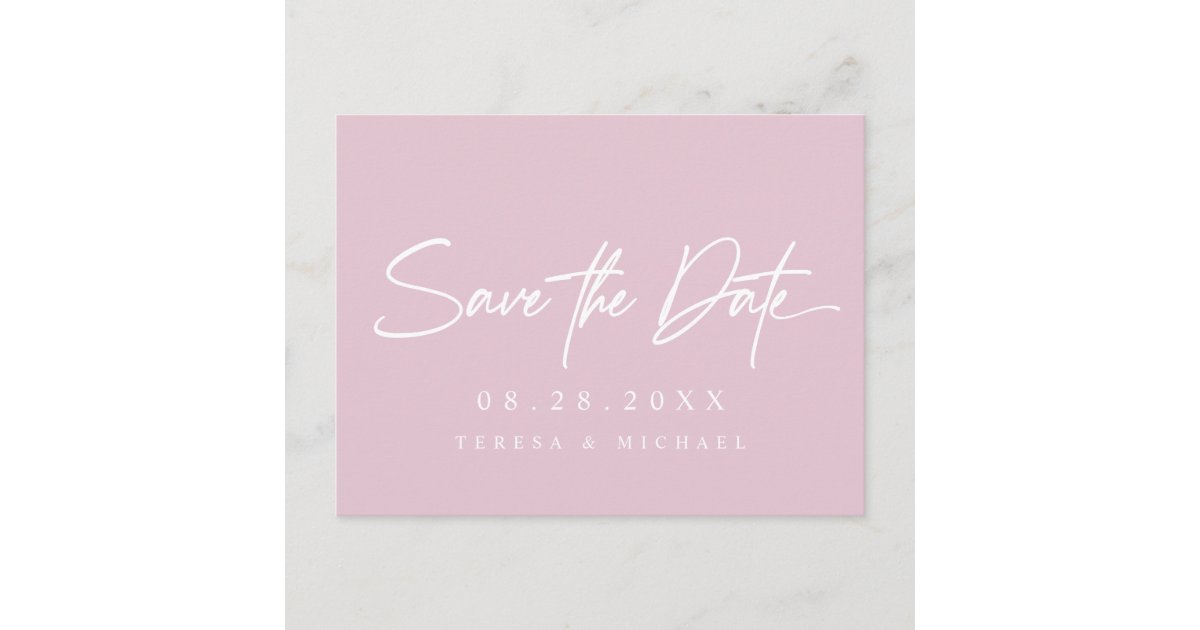 Blush pink Simple Custom Engagement Wedding Postcard | Zazzle