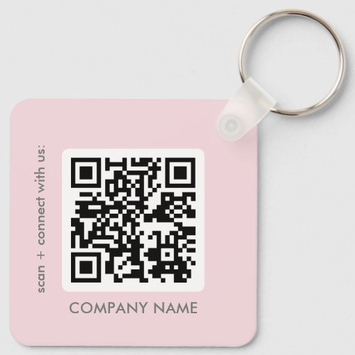 Blush Pink Simple Logo QR Code Keychain | Zazzle